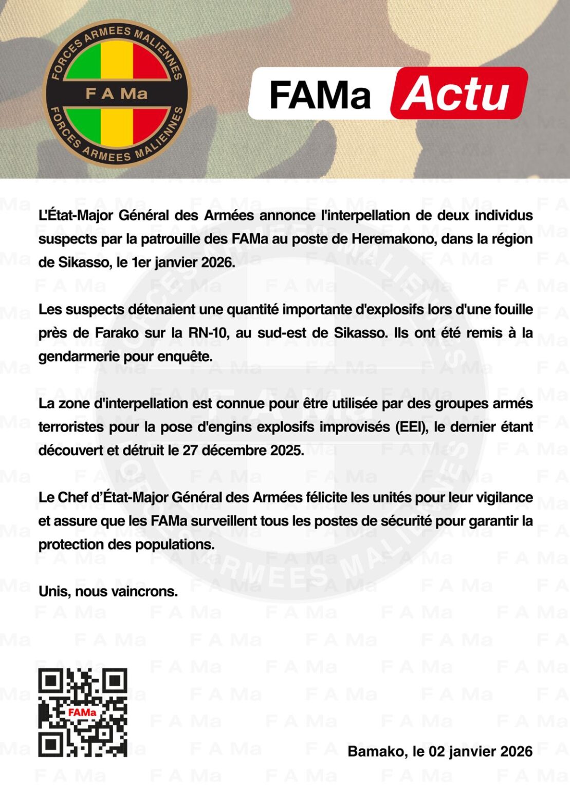Mali: arrestation de suspects en possession d'une "quantité importante ...